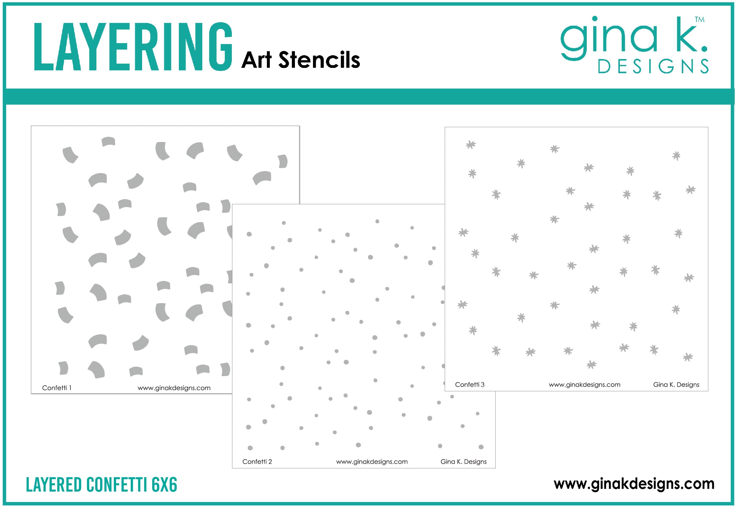 Gina K Designs - Stencils - Layered Confetti Layering Stencils – Fancy Paper Company