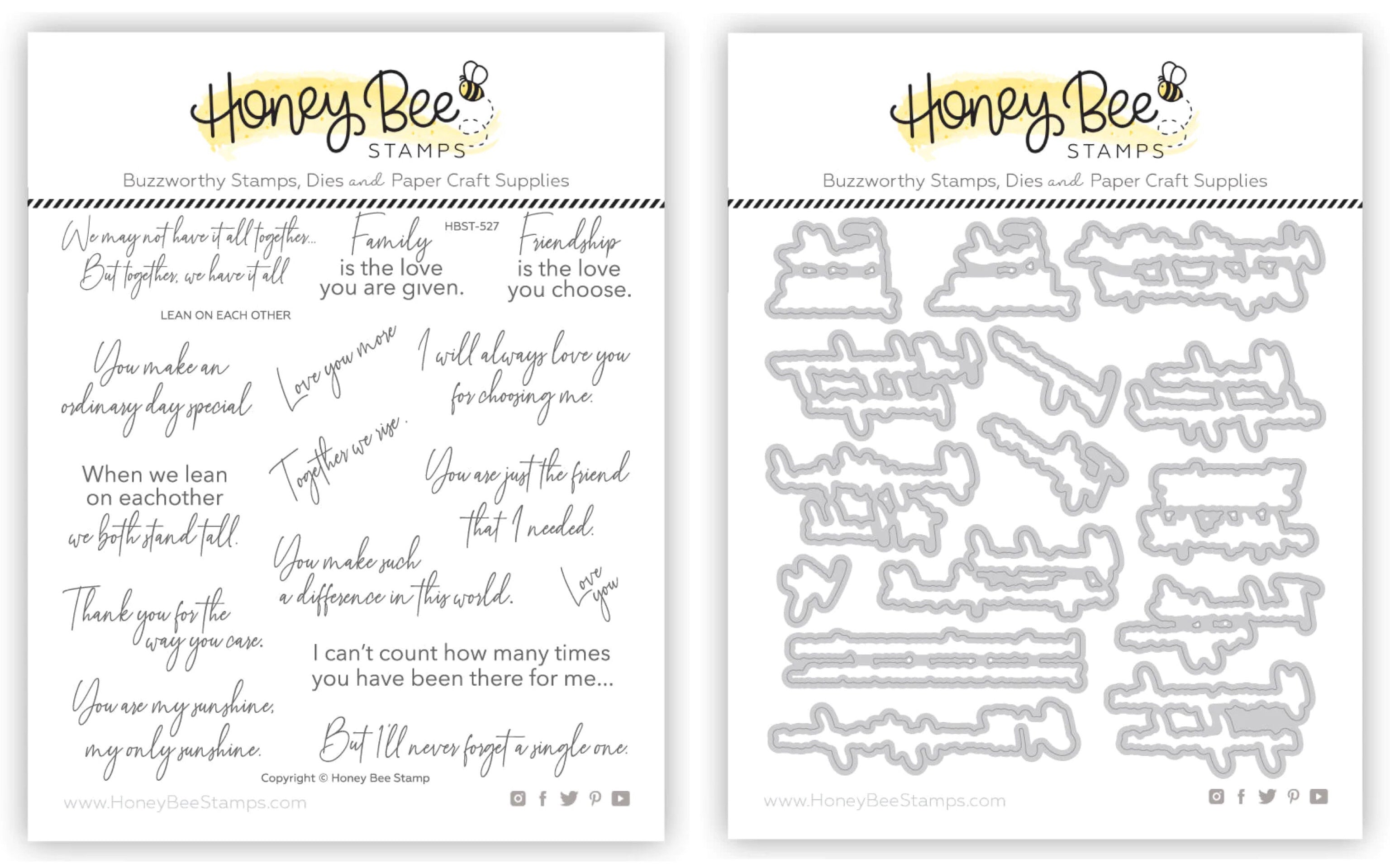 Honey Bee Stamps - Lean On Each Other - Stamp Set and Die Set Bundle ...