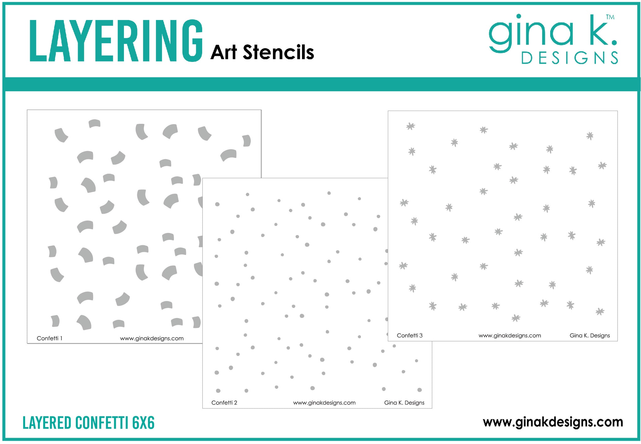 Gina K Designs - Stencils - Layered Confetti Layering Stencils – Fancy Paper Company