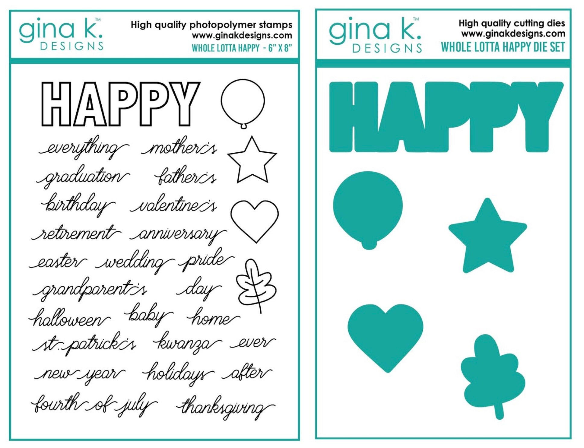 Gina K Designs - Whole Lotta Happy - Stamp Set and Die Set Bundle ...