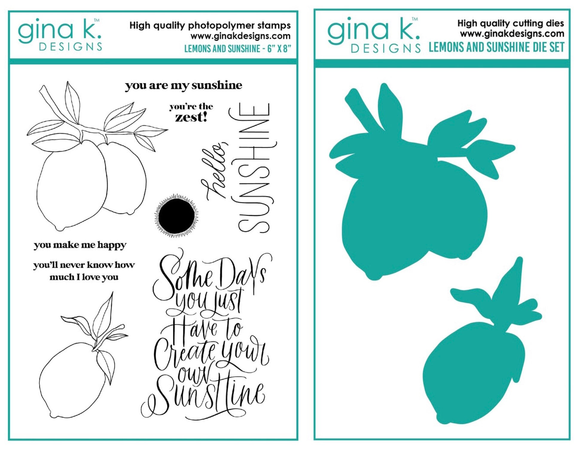 Gina K Designs - Lemons and Sunshine - Stamp Set and Die Set Bundle ...